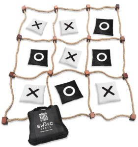 swooc games - giant tic tac toe outdoor game | 3ft x 3ft | instant setup, no assembly | bean bag toss outdoor games for kids 8-12 | giant yard games for adults | giant lawn games | backyard games