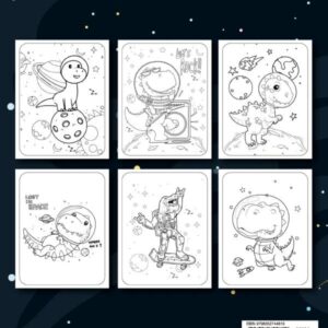 Dinosaurs In Space Coloring Book: Dinosaurs Coloring Books For Kids With Funny Dino Astronaut And Spaceship Design