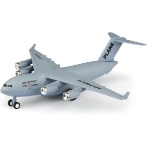 diecast metal military cargo transport airplane - 1:400 scale alloy model carrier aircraft with pullback action, lights and sound