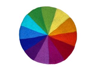 rainbow kids play mat - felted color wheel – homeschool classroom art for play and décor - 100% (1) pure new zealand wool - 15" diameter size