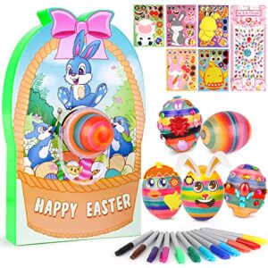 sanlebi easter egg decorating kit spinner - easter basket stuffers easter egg dye kit with 5 plastic eggs and 12 coloring markers,easter egg coloring kit machine for kids adults