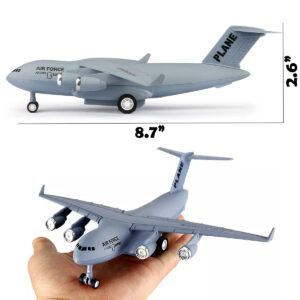 Diecast Metal Military Cargo Transport Airplane - 1:400 Scale Alloy Model Carrier Aircraft with Pullback Action, Lights and Sound