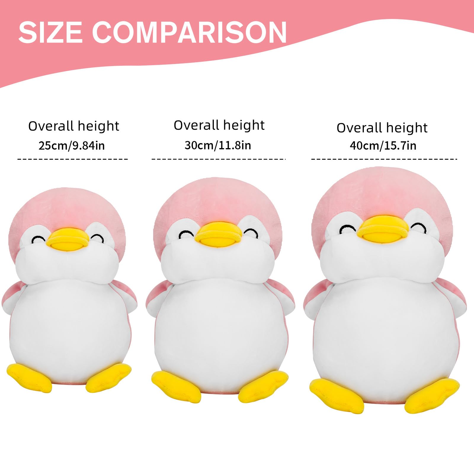 SEENEEY Plushies Penguin Stuffed Animal Toys,Fat Penguin Plush Doll Boy Girl Girlfriend Valentine's Day Gift Cute Pillow (Pink,9.8in)