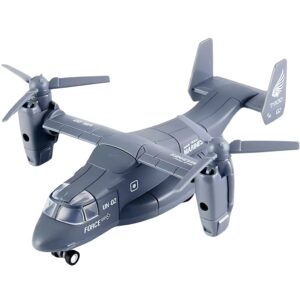 diecast metal military transport helicopter v-22 osprey - 1:400 scale alloy model plane transporter aircraft with pullback action, lights and sound