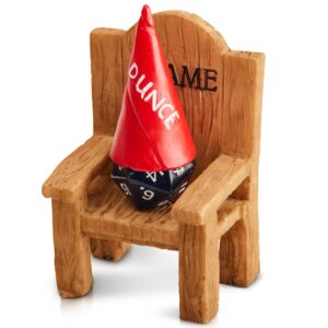 dnd dice jail | chair of shame & dunce hat | free mystery die | great accessories or gift for game masters & players in your party | compatible with dungeons & dragons tables | fits die size d4-d20