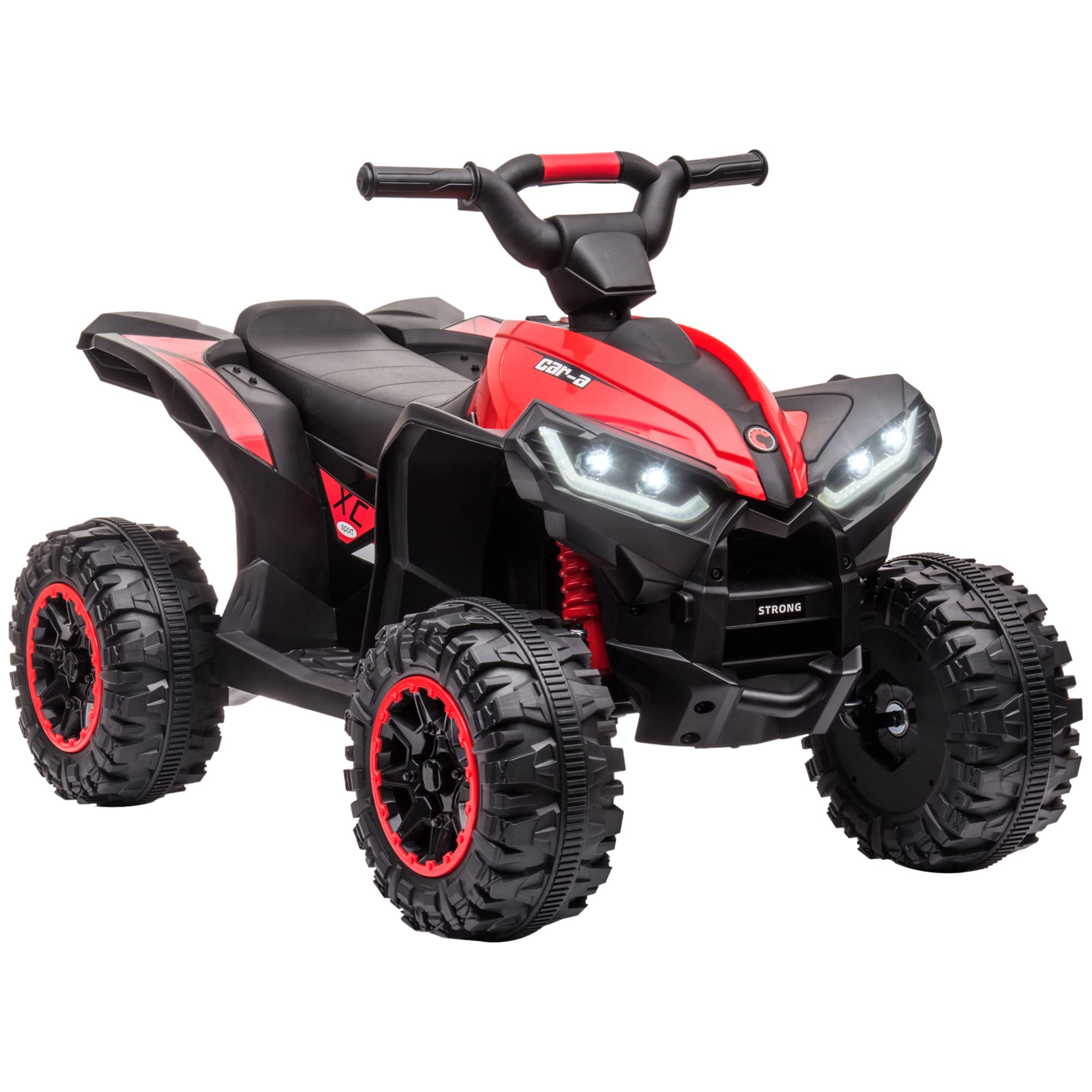 Aosom 12V Kids ATV Quad Car with Forward & Backward Function, Four Wheeler for Kids with Wear-Resistant Wheels, Music, Electric Ride-on ATV for Toddlers Ages 3+ Years Old, Red