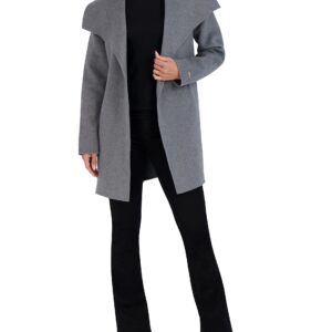 Tahari Women's Wool Wrap Coat with Tie Belt, Ash, Large