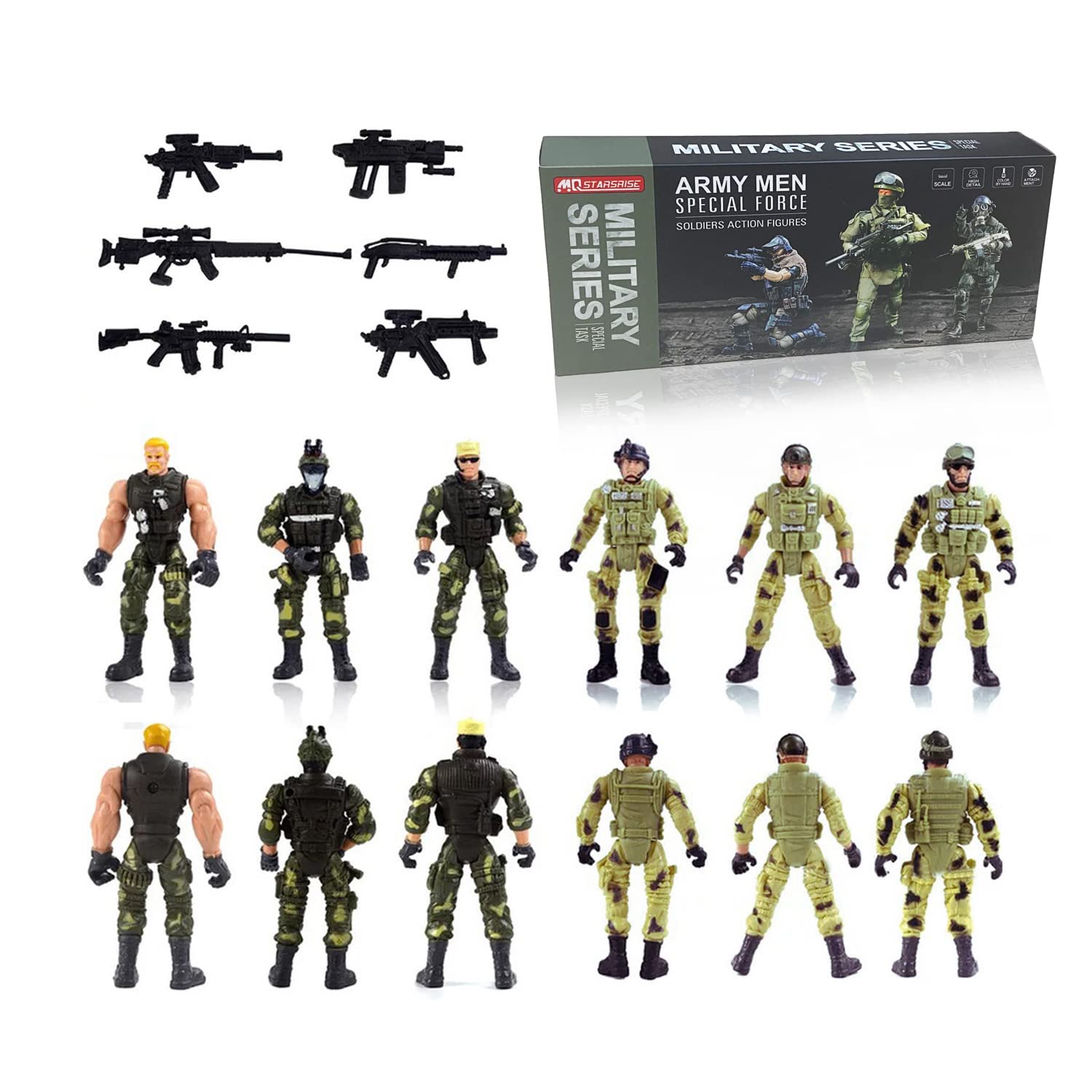 Army Men Action Figures, Soldiers Toys for Boys,Army Toy for Boys 8-14 Military Playset Toys for Boys Ages 4-7 SWAT Team Boys Toy, for Boys Age 3+ with Weapon