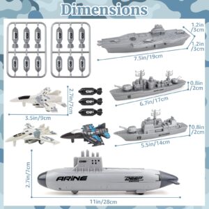 deAO Aircraft Carrier Toy Military Submarine Naval Ship Play Set with Planes Army Toy Battleship for Kids Boys Girls