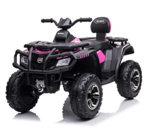 kids atv,tamco ride on atv 24v 4md battery powered electric vehicle w/led lights,eva tire, high & low speed, horn, rechargeable electric ride on car for boys & girls gift, ride on atv (pink)