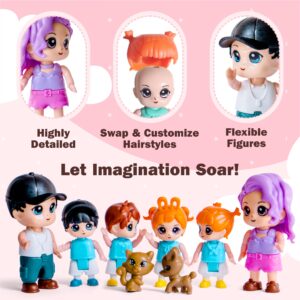 FUNERICA Dollhouse People Figures Playset - Adorable Dollhouse Family Members with Pets, Doctor, and Nurse. Little People Figures Doll House Accessories Toys