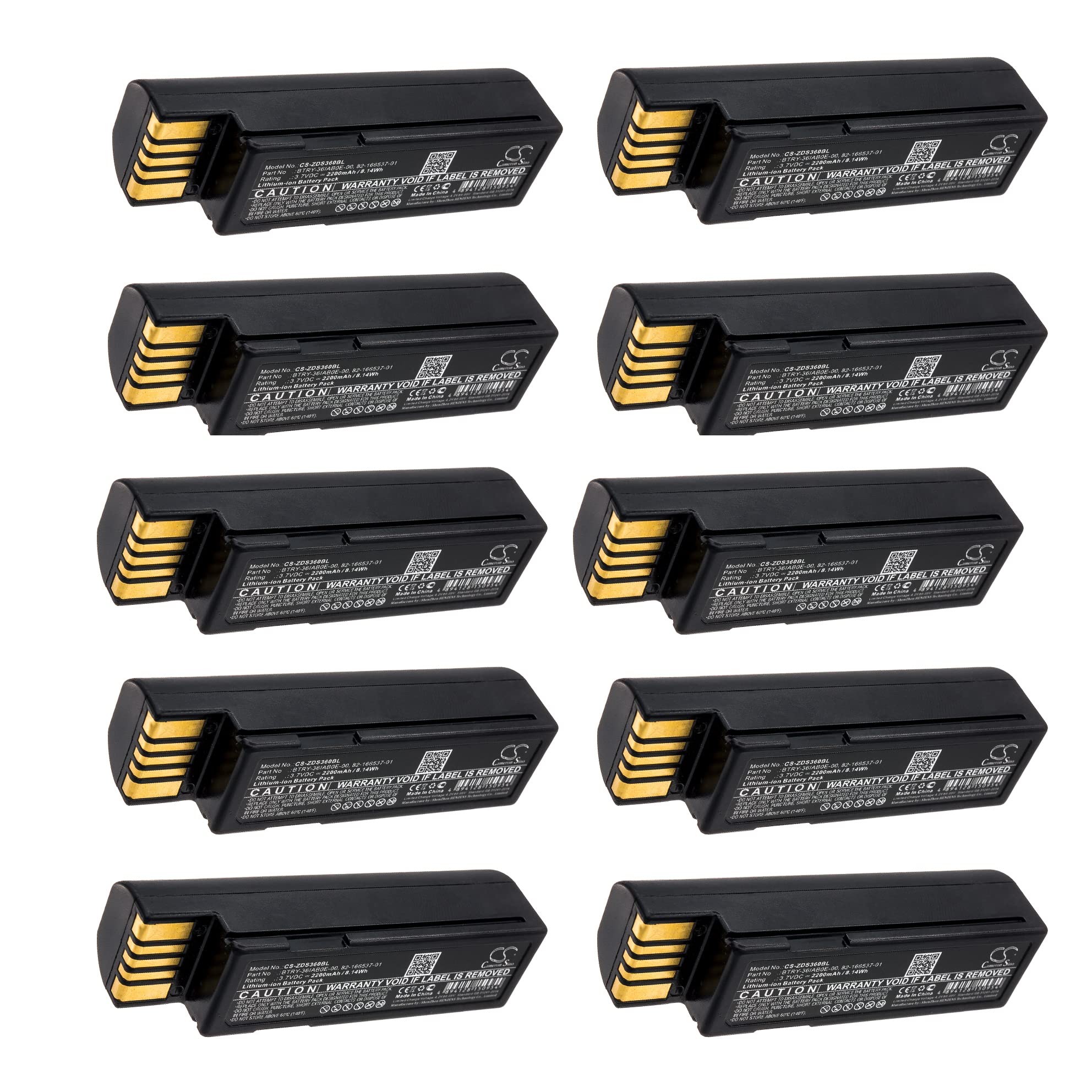 (10Pack) Replacement Battery for DS3600 DS3678 LI3600 EVM LS3600 LI3678 LS3678,BTRY-36IAB0E-00 82-166537-01 2200mAh