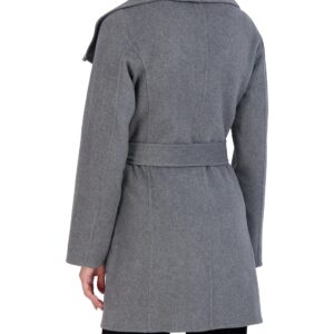 Tahari Women's Wool Wrap Coat with Tie Belt, Ash, Large