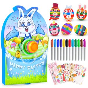 dreamon easter egg decorator kit,easter egg spinner machine arts and crafts set 12 pcs colorful quick drying markers & 5 plastic eggs