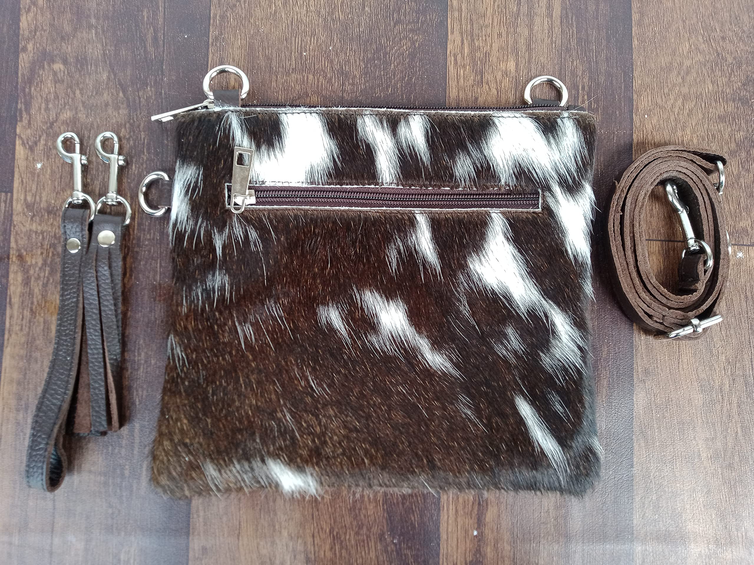 Cowhide Purse Crossbody Handbag Clutch Tricolor Brown Cow Hide Hair on Calf Hide Leather Fur | Women Cowhide Crossbody Purse Bag