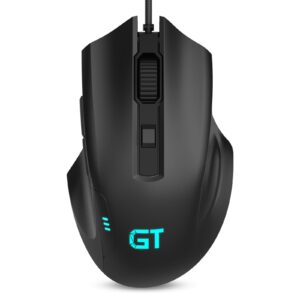 racegt wired rgb gaming mouse, ergonomic mouse with 7 backlight rgb lighting modes, up to 3600 dpi,6 buttons for windows/pc/mac/laptop gamer (black)