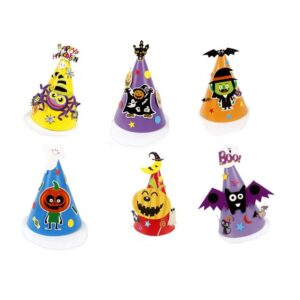 Halloween Party Hat Assorted 6 Count DIY Art Craft For Kids (A)