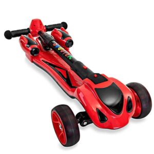 Glare Wheel Kids Kick Scooter Real Smoke Rocket Portable Foldable (Red)