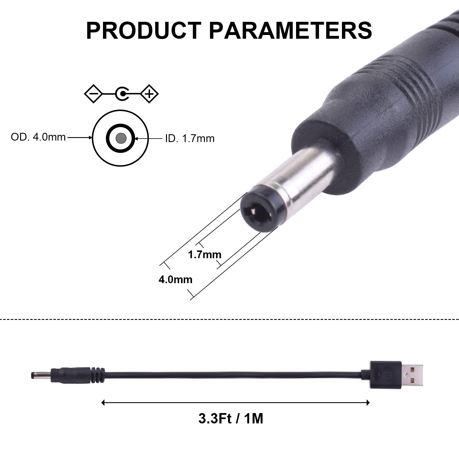 Sqrgreat PSP 2000 Charger Cable Compatible with Sony Playstation Portable PSP 3000 2000 1000 Series (PSP-1001, 2001, 3001) and E-1000 USB Data Cable (3.3ft, 4mm * 1.7mm Plug)