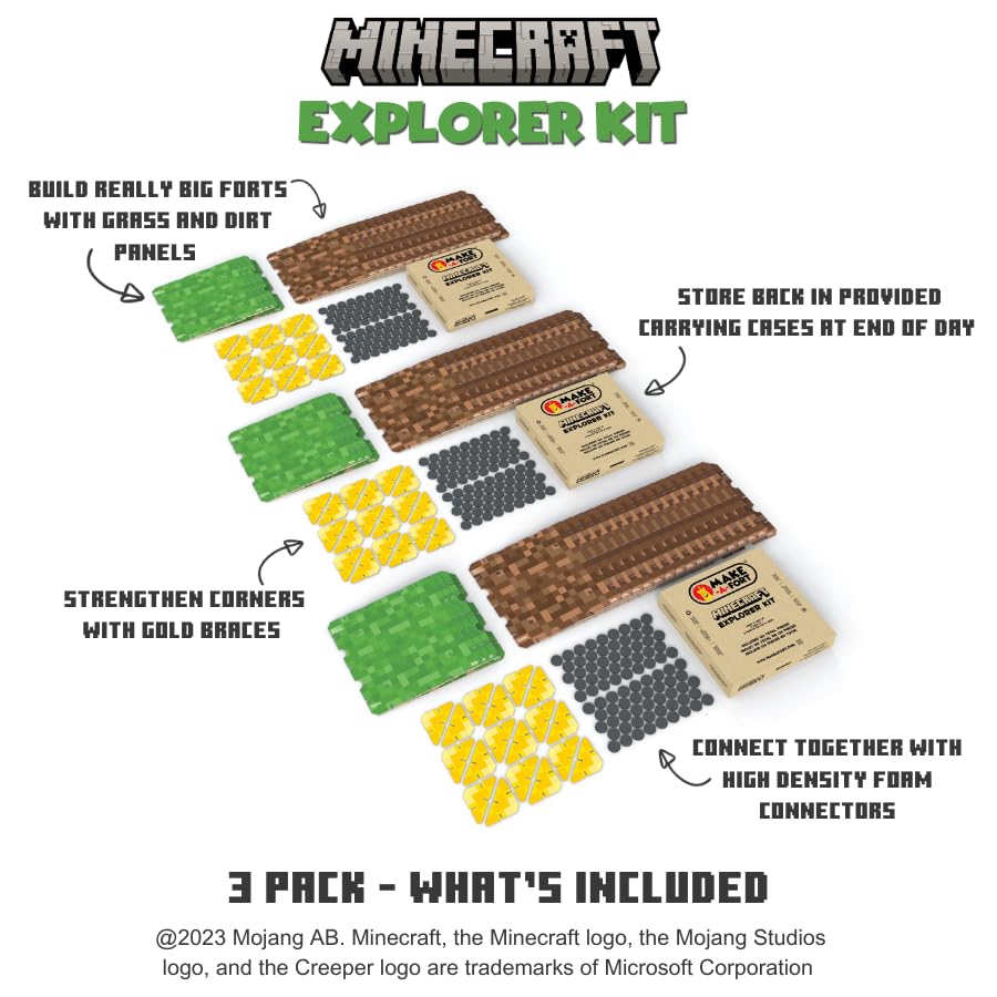 Minecraft Explorer Kit - Build Minecraft in The Real World - Endless Play for Ages 8 and Up - Build Forts, Mazes, Tunnels, and More - Durable, Reusable, and Made in USA (2 Pack)