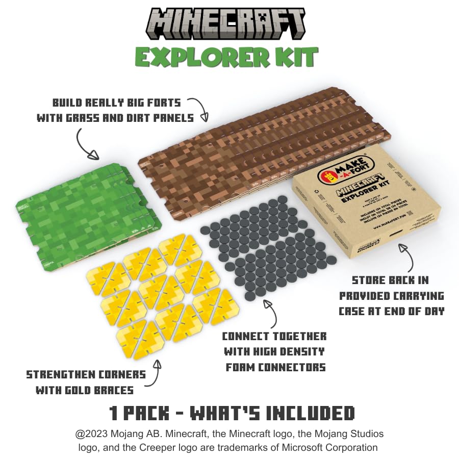 Minecraft Explorer Kit - Build Minecraft in The Real World - Endless Play for Ages 8 and Up - Build Forts, Mazes, Tunnels, and More - Durable, Reusable, and Made in USA (2 Pack)