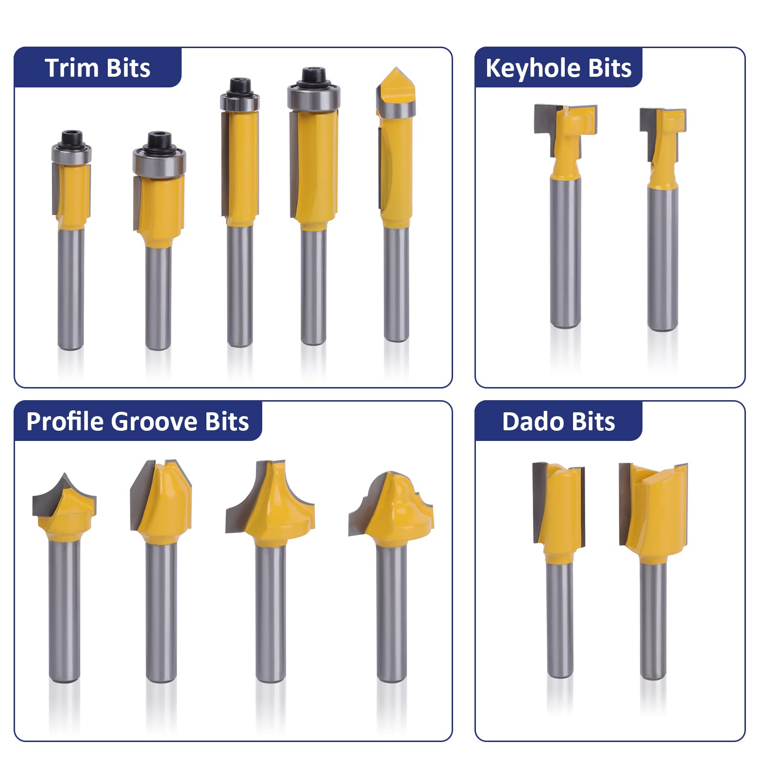 MNA Router Bits Set 1/4 Inch Shank 丨70 Piece Set