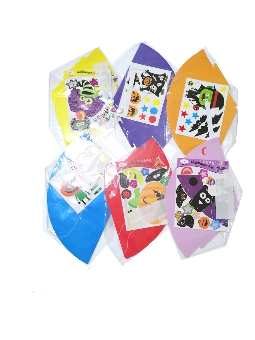 Halloween Party Hat Assorted 6 Count DIY Art Craft For Kids (A)