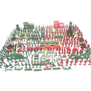 ikasus 330 piece plastic army men for boys, cool mini army action figures military set, military toy soldiers figures with tanks, planes, flags accessories army base military toy figurines for boys