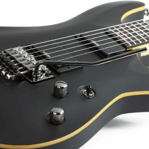 Schecter Demon-6 FR Electric Guitar in Aged Black Satin Bundle with Electric Guitar Hard Shell Carrying Case (2 Items)