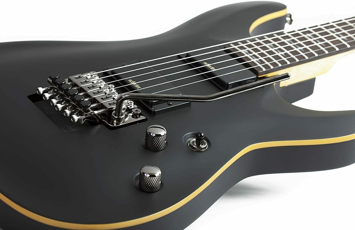 Schecter Demon-6 FR Electric Guitar in Aged Black Satin Bundle with Electric Guitar Hard Shell Carrying Case (2 Items)