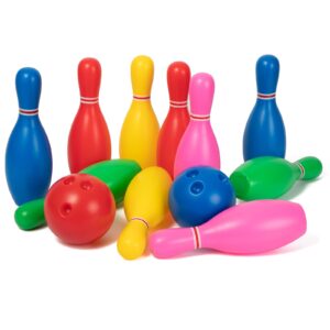 liberry toy bowling set for kids ages 2 3 4 5, includes 10 plastic pins & 2 balls, toddler indoor outdoor activity games, educational birthday gifts for boys girls