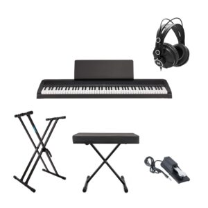 korg b2 88-key electronic keyboard digital pianos-home (black) bundle with stand, bench, sustain pedal, and headphones (5 items)