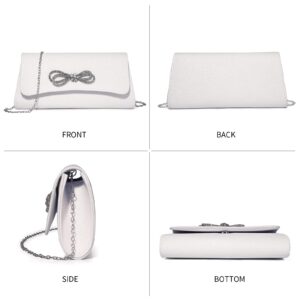 Labair Womens Evening Bag Sparkly Bow Clutch Purse Wedding Prom Formal Purse Party Cocktail Handbag.(white)