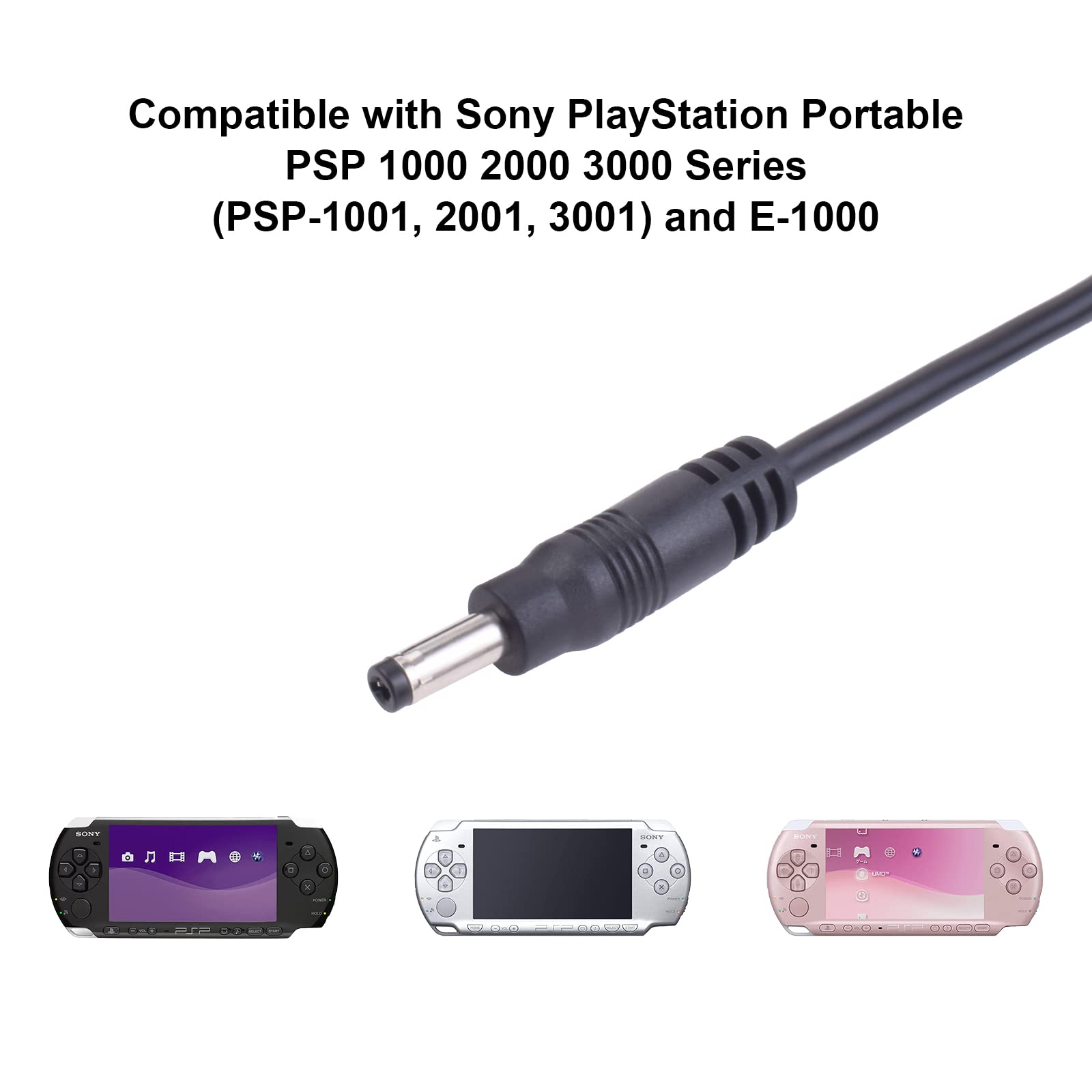 Sqrgreat PSP 2000 Charger Cable Compatible with Sony Playstation Portable PSP 3000 2000 1000 Series (PSP-1001, 2001, 3001) and E-1000 USB Data Cable (3.3ft, 4mm * 1.7mm Plug)