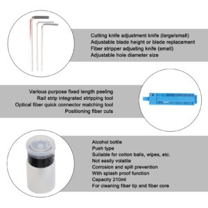 FTTH Fiber Optic Tool Kit, 3 in 1 Fiber Optic Termination Tools Kit with Optical Power Meter Optic Fiber Cleaver Fiber Optic Stripper Three Mouthed Clamp Fiber Length Fixer