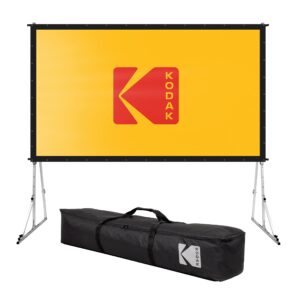 kodak 120” projector screen w/stand | fast fold front projection backdrop for outdoor & indoor movies with tripod, outdoor stability kit, & black storage carry case