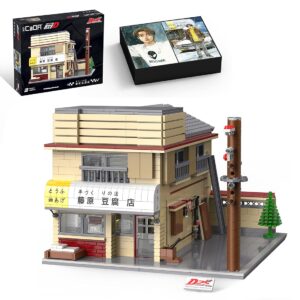 phynedi c61031w japanese initial d tofu shop bricks model, moc diy assembly small particle architecture construction building toy set (1,908 pieces)