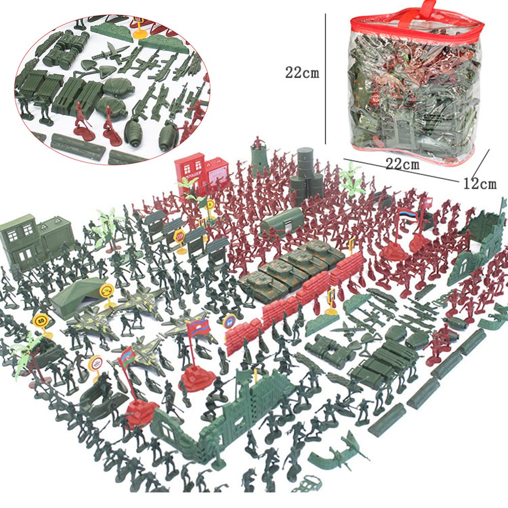 ikasus 330 Piece Plastic Army Men for Boys, Cool Mini Army Action Figures Military Set, Military Toy Soldiers Figures with Tanks, Planes, Flags Accessories Army Base Military Toy Figurines for Boys