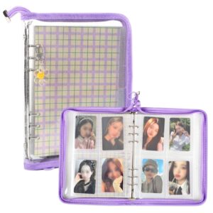 4-pocket kpop photocard holder book with 30pcs inner pages 6 ring a5 photocard binder card collect book hold up to 240 cards (purple)