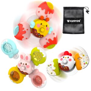 ​COVTOY Suction Cup Spinner Toy for Baby, Spinning Dimple Fidget Toy with Storage Bag, Sensory Toys for Toddlers from 1-3 Years Old Girl Boy Christmas Birthday Gifts