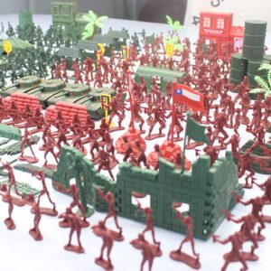 ikasus 330 Piece Plastic Army Men for Boys, Cool Mini Army Action Figures Military Set, Military Toy Soldiers Figures with Tanks, Planes, Flags Accessories Army Base Military Toy Figurines for Boys