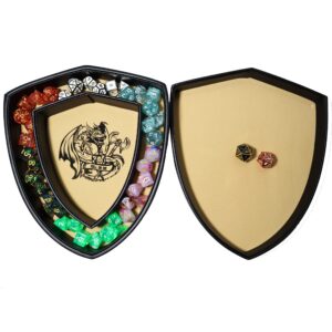 Fantasydice Shield Dice Tray Chromatic Fire Dragon with Lid and Dice Staging Area- Holds 6 Sets(7 Dice Set/Standard) for All Tabletop Games