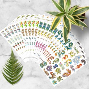 Ancient Dragon Stickers 455Counts Magical Fairy Cartoon Dragon Adhesive Sticker for Water Bottles Art Toys Crafts Kids Boys Toddlers Invitations Envelopes Party Gifts Bags Decor