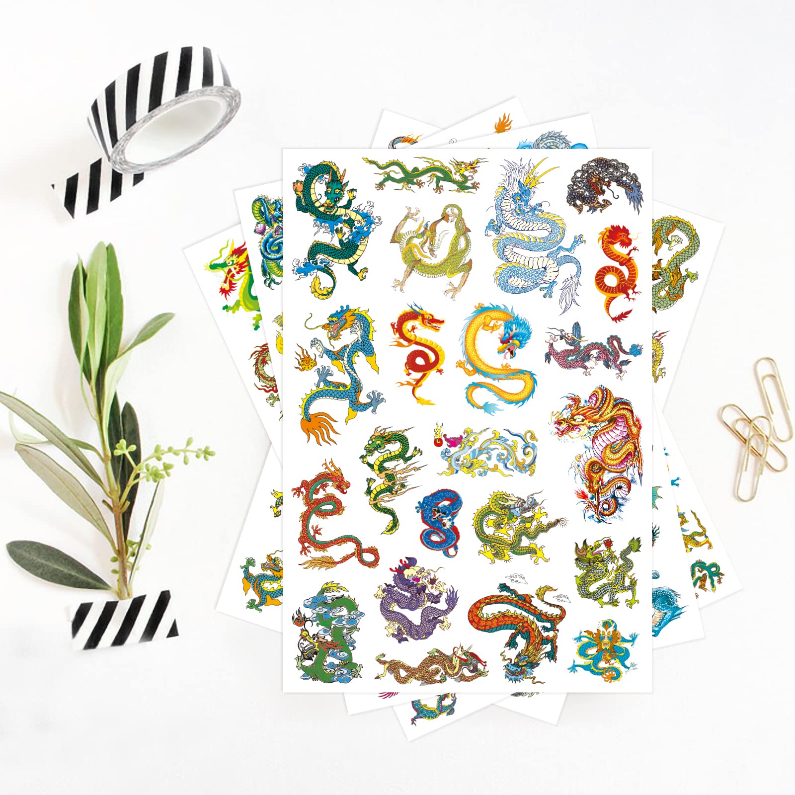 Ancient Dragon Stickers 455Counts Magical Fairy Cartoon Dragon Adhesive Sticker for Water Bottles Art Toys Crafts Kids Boys Toddlers Invitations Envelopes Party Gifts Bags Decor