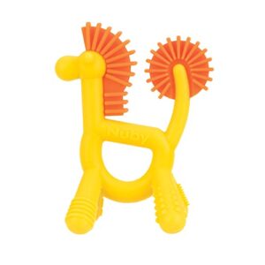 nuby silicone geo zoos teether - giraffe teething toy for babies 3+ months - soothes and massages sore gums