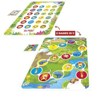 Hasbro Gaming Twister Junior Game, Animal Adventure 2-Sided Mat, 2 Games in 1, Party Game for Kids Ages 3 and Up, Indoor Game for 2-4 Players