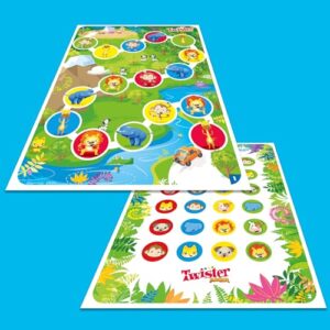 Hasbro Gaming Twister Junior Game, Animal Adventure 2-Sided Mat, 2 Games in 1, Party Game for Kids Ages 3 and Up, Indoor Game for 2-4 Players