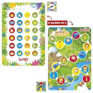 Hasbro Gaming Twister Junior Game, Animal Adventure 2-Sided Mat, 2 Games in 1, Party Game for Kids Ages 3 and Up, Indoor Game for 2-4 Players