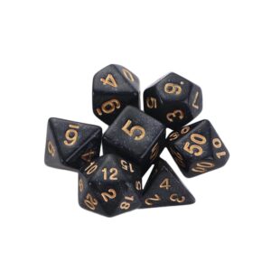 7 pcs colorful glitter dnd polyhedral dice, acrylic dice durable dice for table games, role playing, family party favor(glitter black)