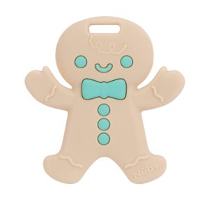 Nuby All Silicone Holiday Tree & Gingerbread Man Cookie Teether – 2 Pack, 3+ Months